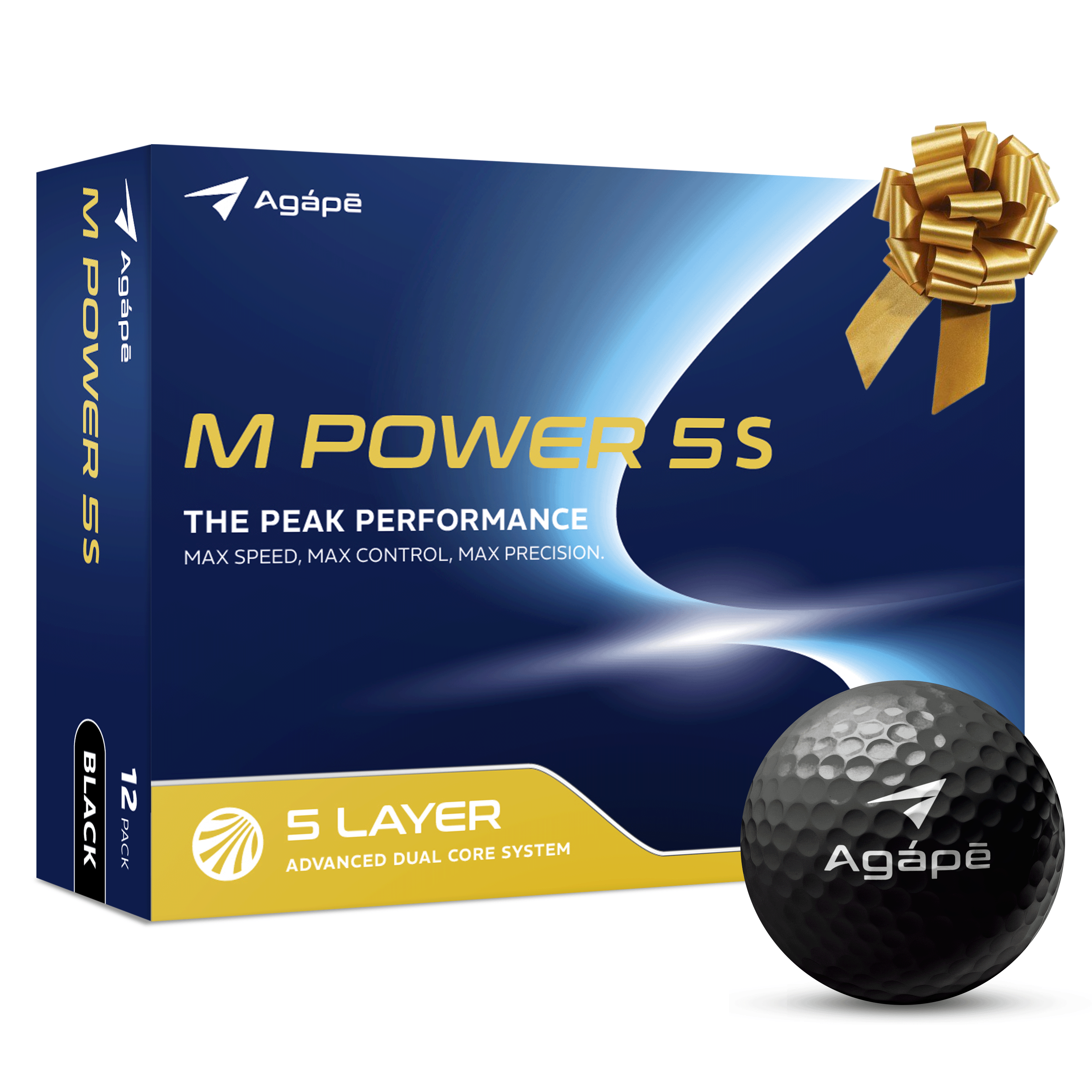 Agape M Power 5S Black Golf Ball | Best Golf Gift – Agape Golf